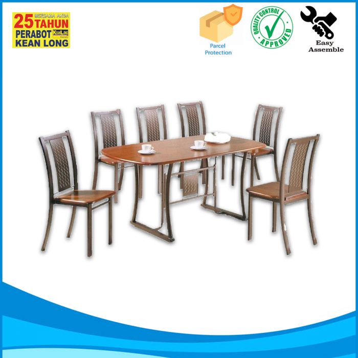 3V Set Makan Besi / Dining Table Set 6+1 / Iron Leg Table / Meja Makan ...